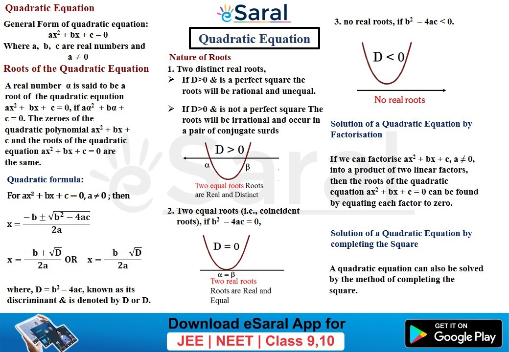 Class 10th Quadratic Equations All Formulas Tessshebaylo