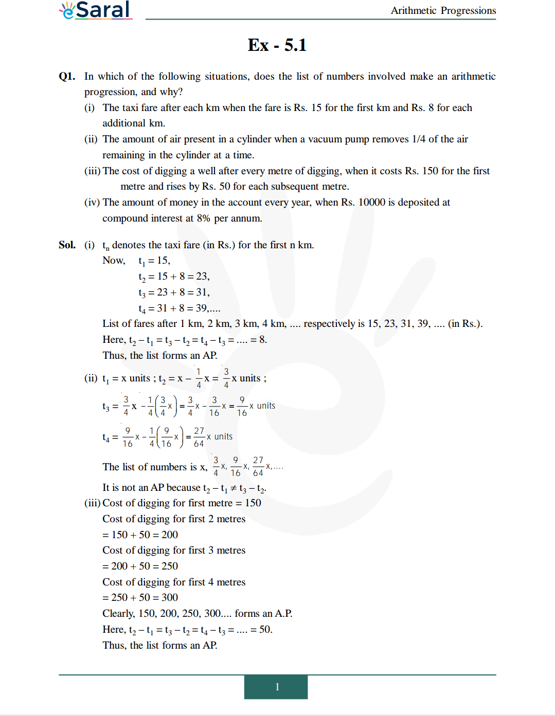 NCERT Solutions For Class 10 Maths Chapter 5 Arithmetic Progression NCERT Solutions For Class 10 Maths Chapter 5 Arithmetic Progression