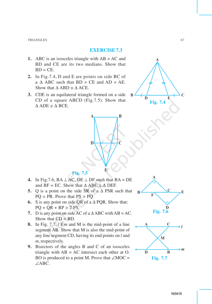 NCERT Exemplar Class 9 Maths Chapter 7 Triangles NCERT Exemplar Class 9 Maths Chapter 7 Triangles