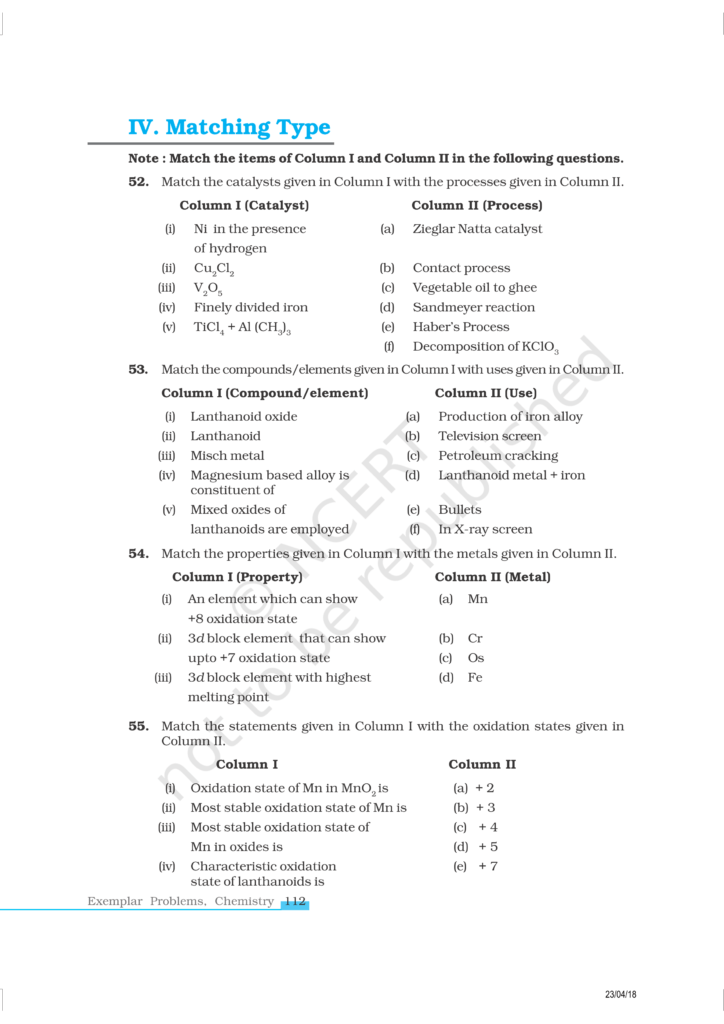 NCERT Exemplar Class 12 Chemistry Chapter 8 - eSaral