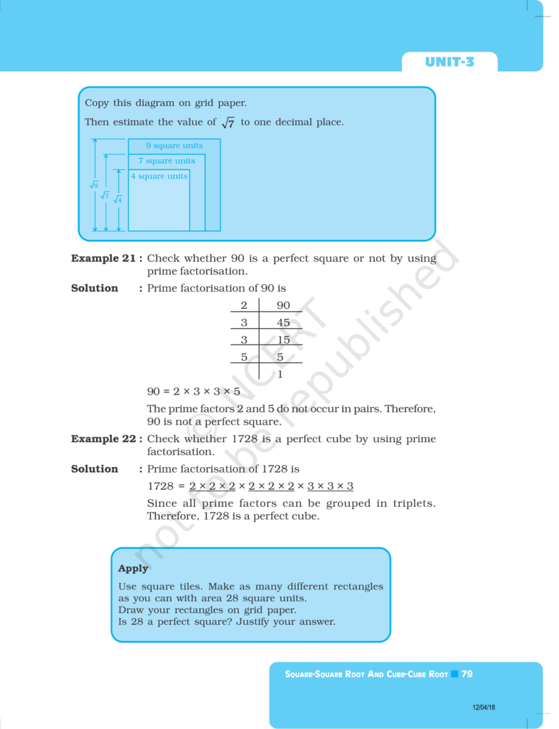 NCERT Exemplar Class 8 Maths Chapter 3 - Squares and Square Roots ...